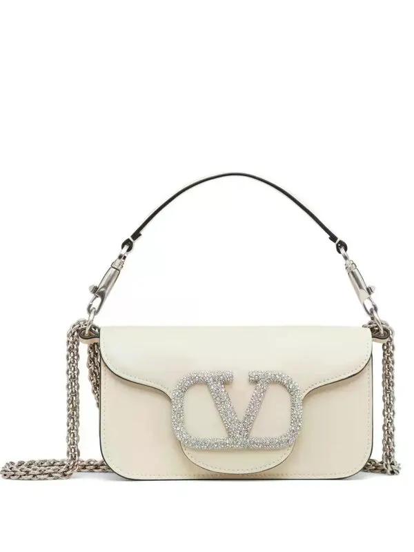 Valentino Garavani Locò Small Shoulder Bag With Jewel Logo - Neutrals