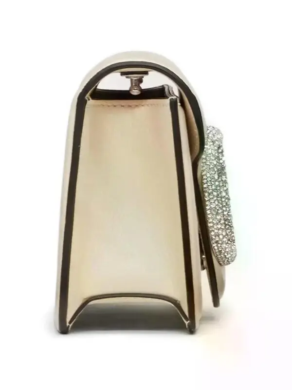 Valentino Garavani Locò Small Shoulder Bag With Jewel Logo - Neutrals