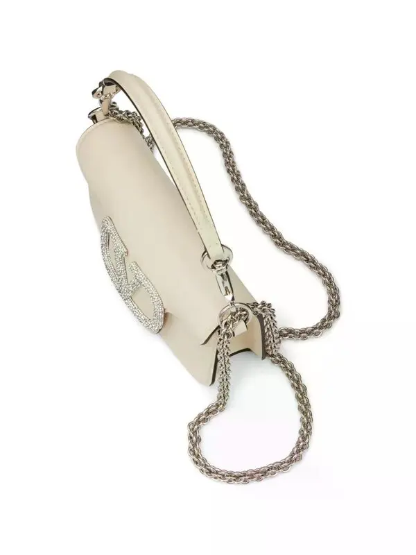 Valentino Garavani Locò Small Shoulder Bag With Jewel Logo - Neutrals