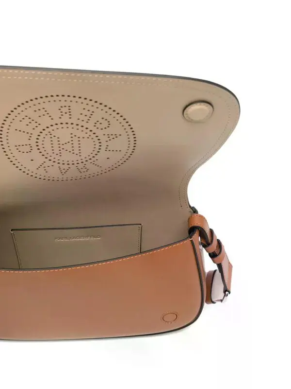 Karl Lagerfeld K/circle Perforated Shoulder Bag - Brown