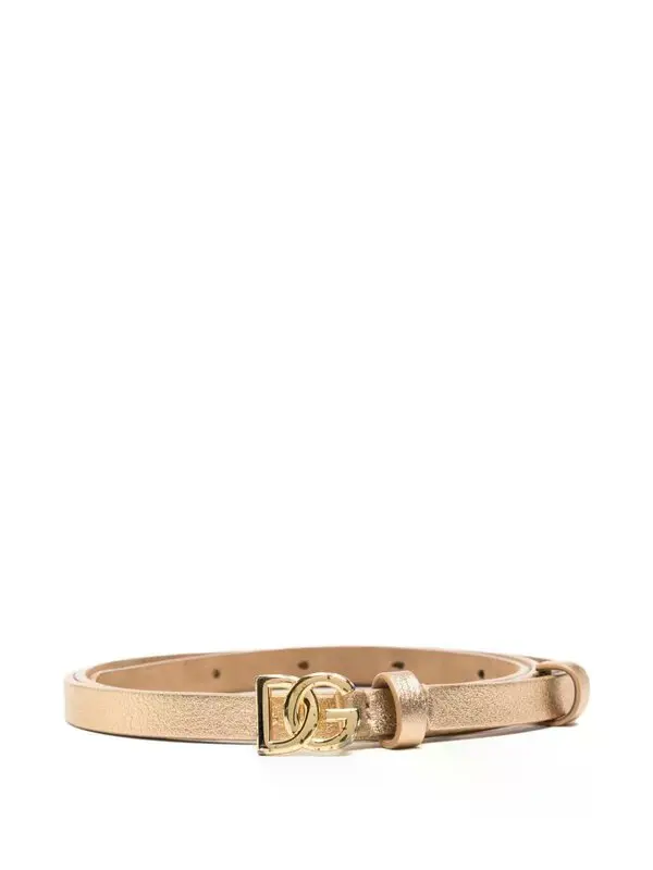 Dolce & Gabbana Leather Logo-buckle Belt - Gold