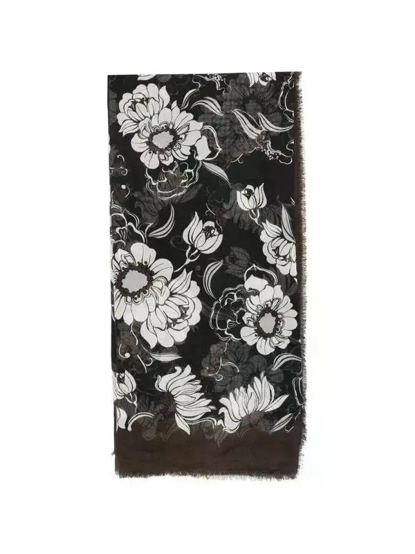Valentino Garavani Floral Print Scarf - Black