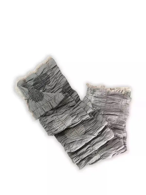Y’s Fringed Textured Scarf - Grey