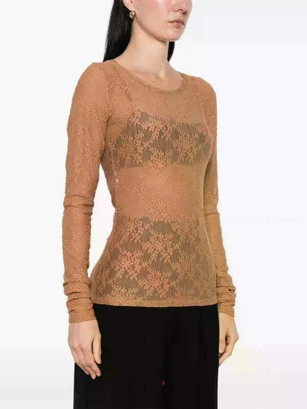 Imperial Lace Long-sleeve Top - Neutrals