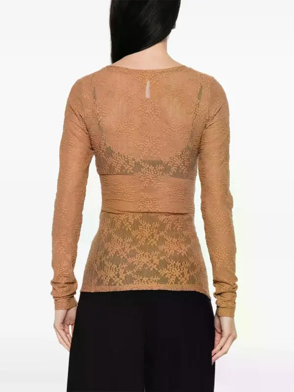 Imperial Lace Long-sleeve Top - Neutrals