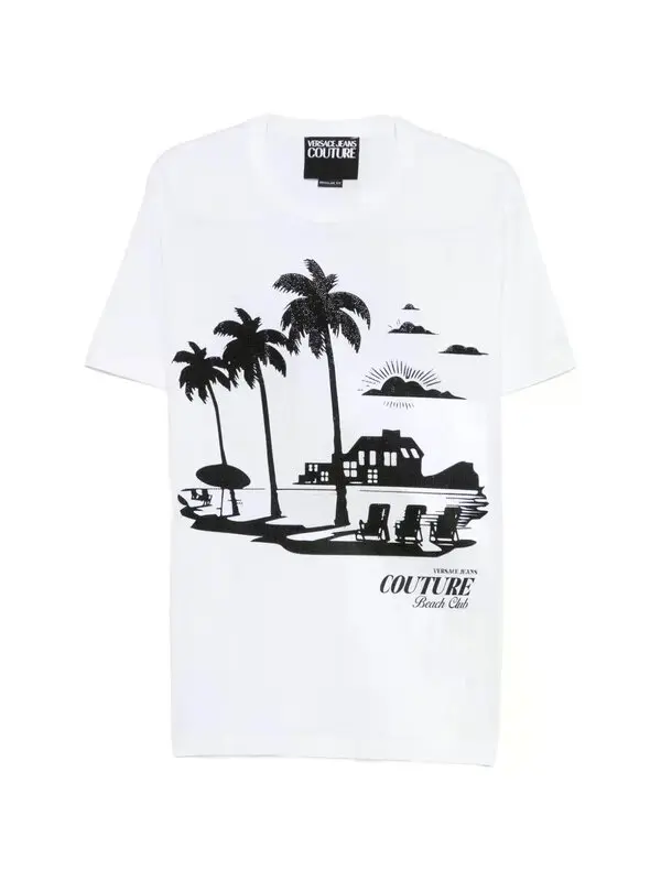 Versace Palm-graphic T-shirt - White