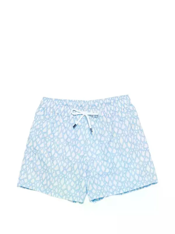Fedeli Printed Swim Shorts - Blue