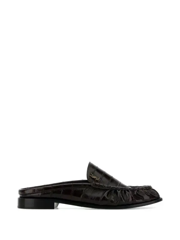 Saint Laurent Eel Leather Mules - Brown