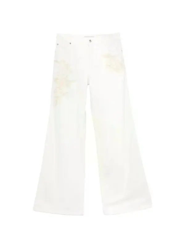 ERMANNO FIRENZE Floral-embroidered Jeans