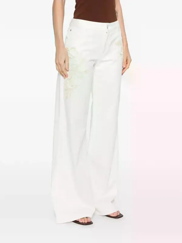 ERMANNO FIRENZE Floral-embroidered Jeans