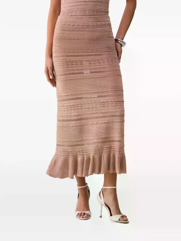 Liu Jo Openwork Knit Midi Skirt - Neutrals
