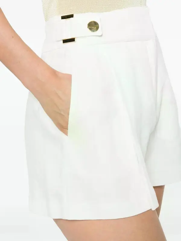 Elisabetta Franchi Ivory Button Detail Pleated Shorts