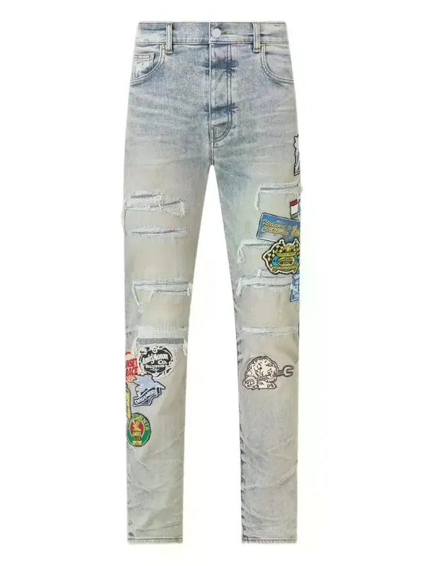 Amiri Patch Repair Station Slim Jeans - Blue