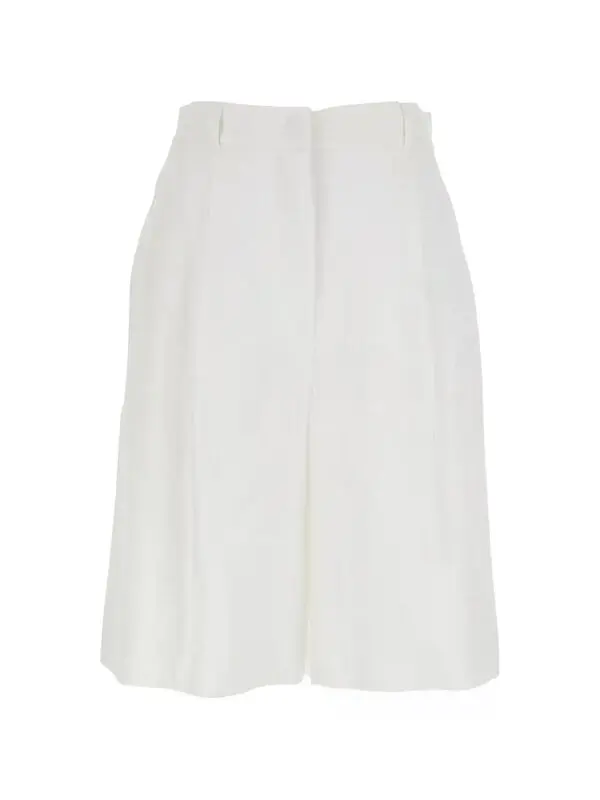 Max Mara Pleat-detail Linen Shorts - White