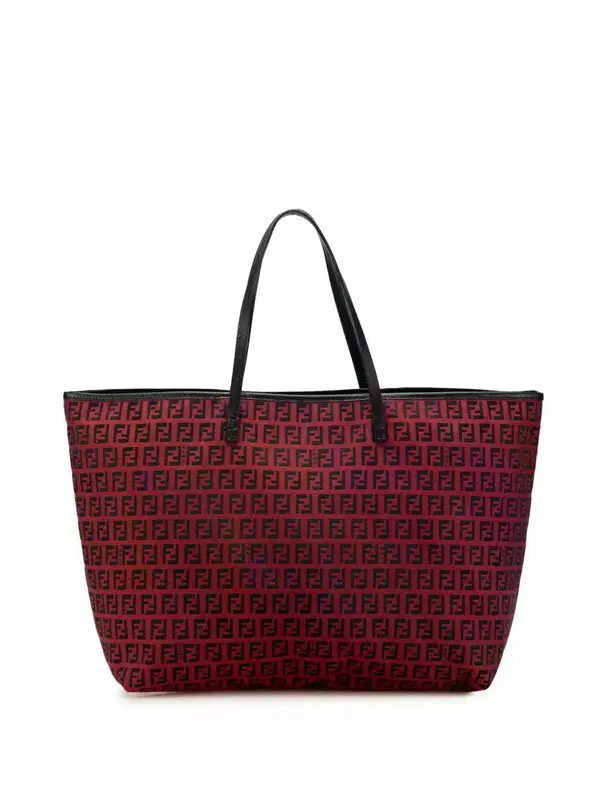 Fendi 2000-2010 Medium Zucchino Canvas Roll Tote Bag - Red