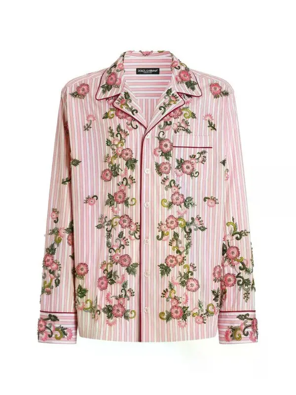 Dolce & Gabbana Cotton And Silk Vanity Shirt With Embroidery - Pink