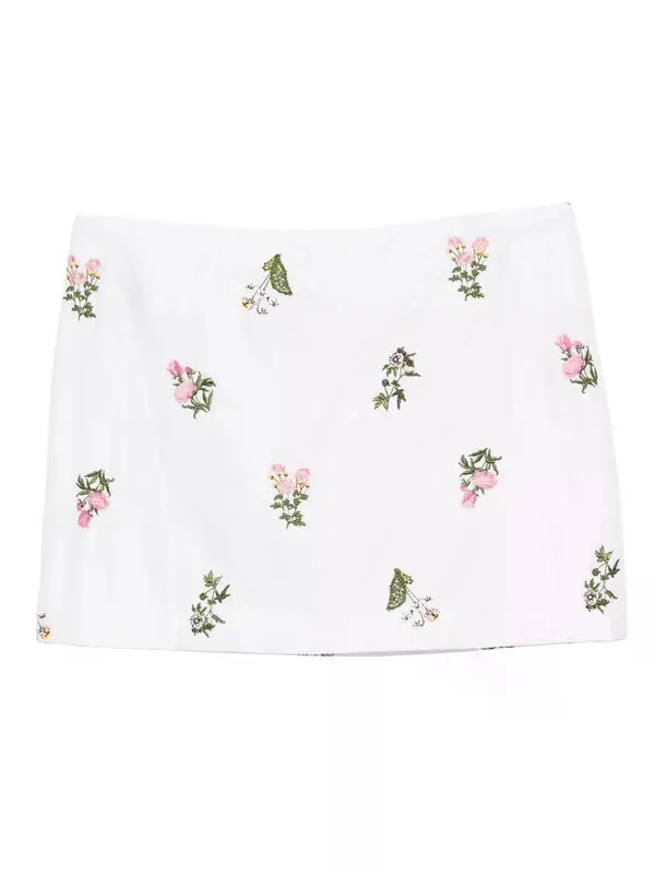 Cynthia Rowley Floral-embroidered Mini Skirt - White