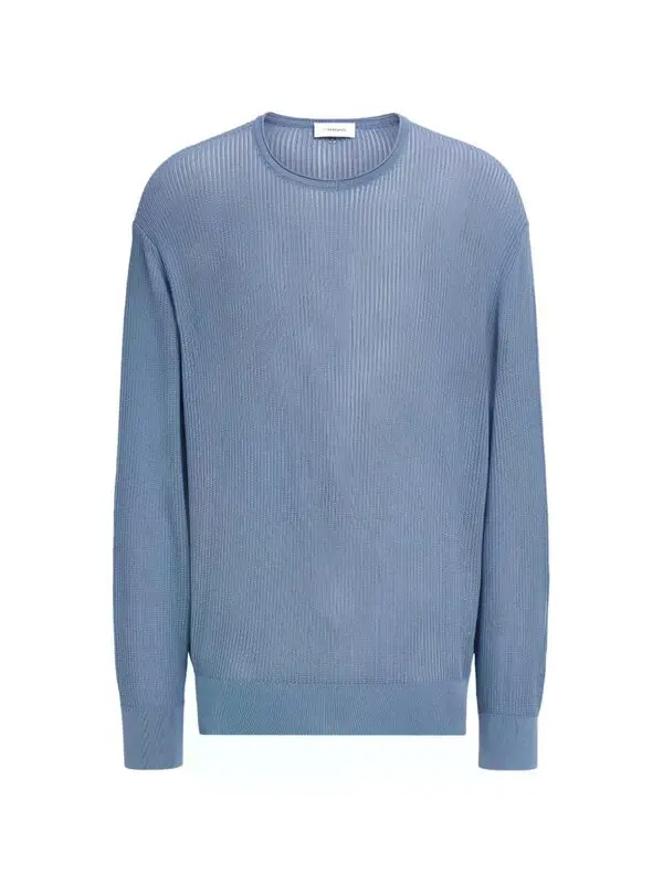 FERRAGAMO Crew Neck Semi-sheer Sweater - Blue
