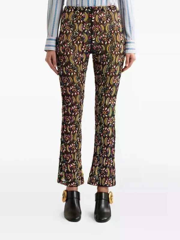 Etro Straight-leg Embroidered Lace Trousers - Black