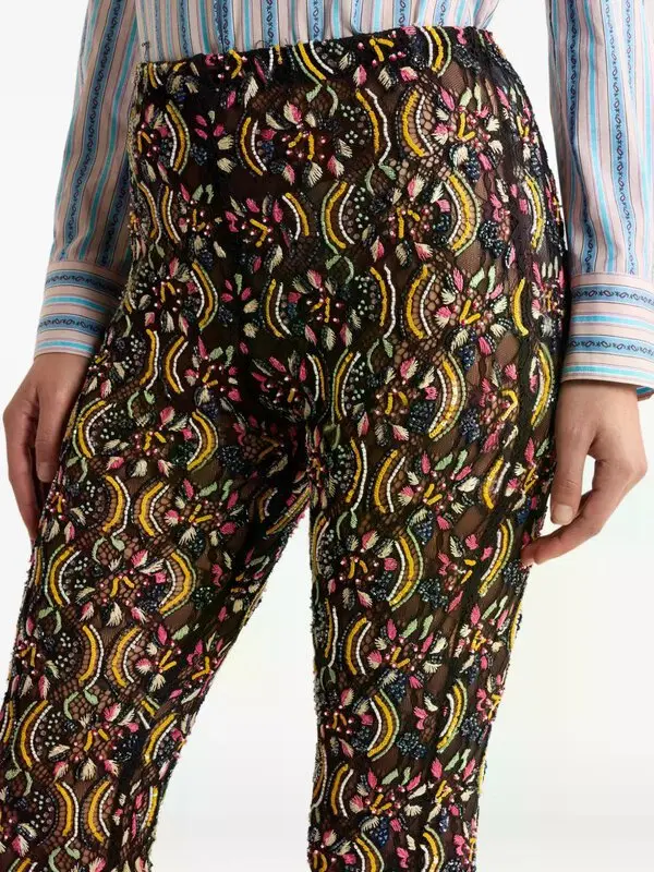 Etro Straight-leg Embroidered Lace Trousers - Black
