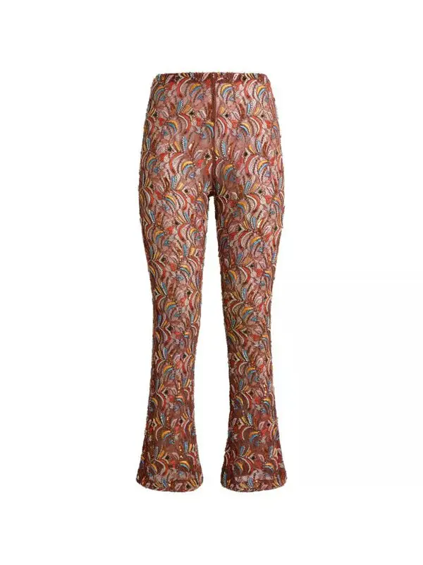 Etro Straight-leg Embroidered Lace Trousers - Brown