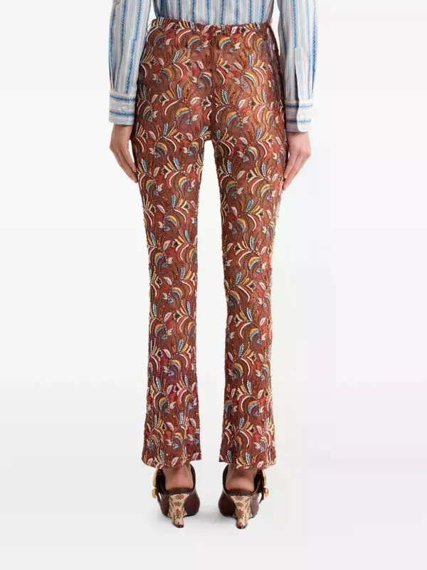 Etro Straight-leg Embroidered Lace Trousers - Brown