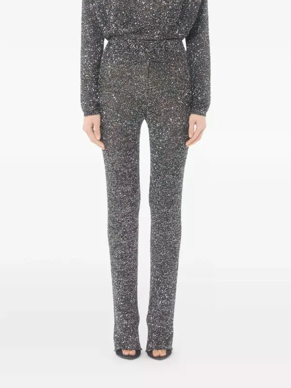 Valentino Garavani Sequin Elastic Straight Trousers - Black