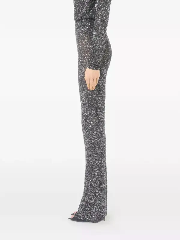 Valentino Garavani Sequin Elastic Straight Trousers - Black