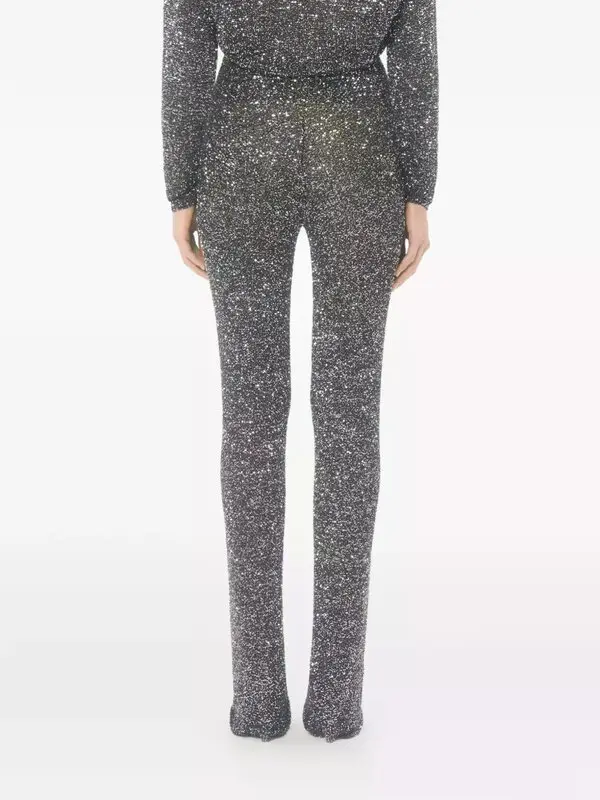 Valentino Garavani Sequin Elastic Straight Trousers - Black
