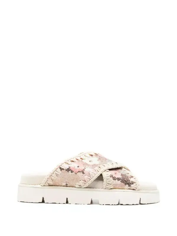 Mou Sequin-embellished Sandals - Neutrals