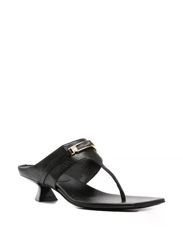 SERGIO ROSSI Square-toe Thong Sandals - Black