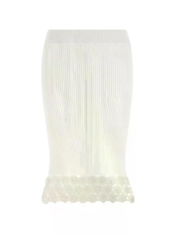 GANNI Crochet Ribbed Midi Skirt - White