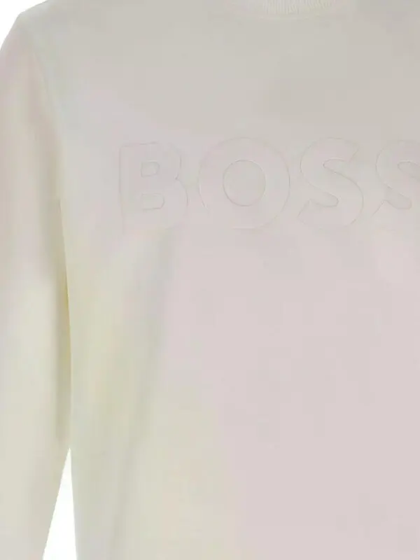BOSS Logo Ribbed Crew-neck Sweatshirt - Neutrals