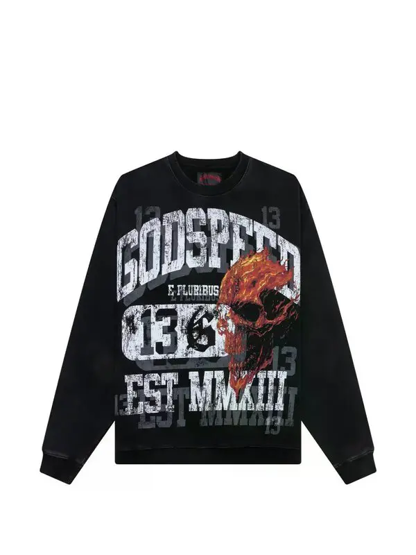 GODSPEED Graphic Print Crewneck Sweatshirt - Black