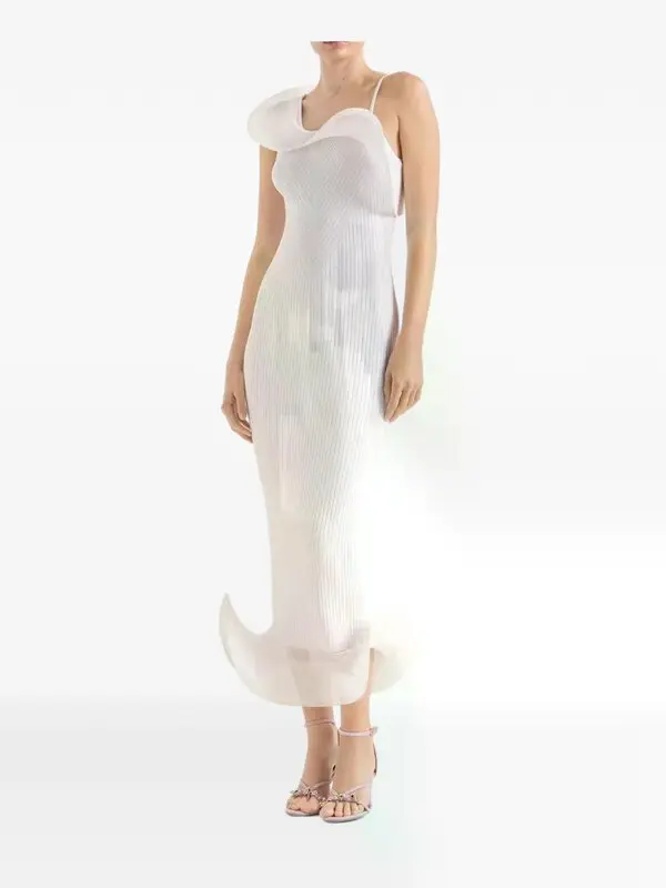 GENNY Ruffled Ribbed Knit Dress