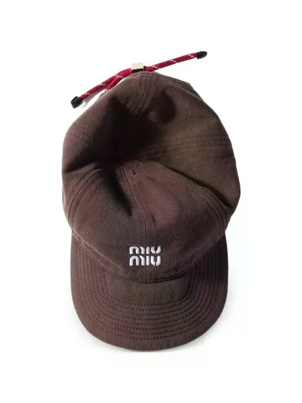 Miu Miu Embroidered Denim Baseball Cap - Brown