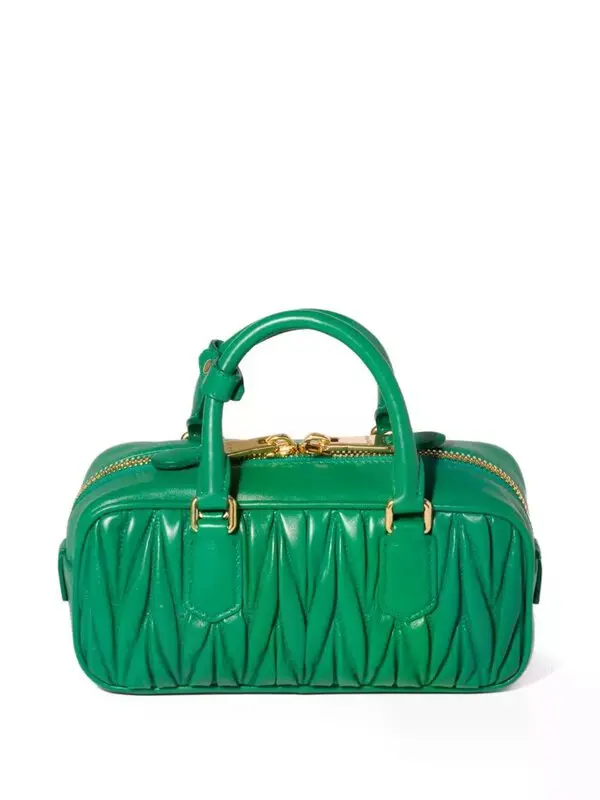 Miu Miu Arcadie Matelassé Nappa Leather Top Handle Bag - Green