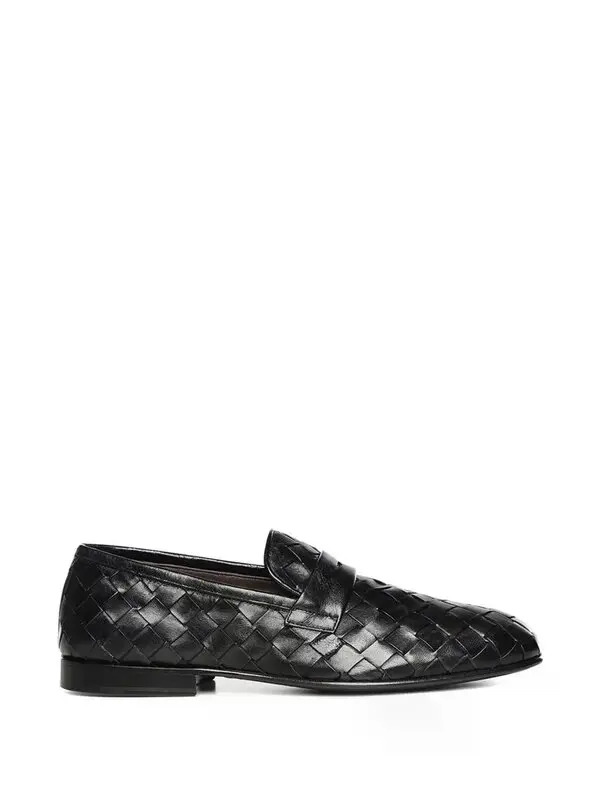 John Galliano Woven-leather Loafers - Black