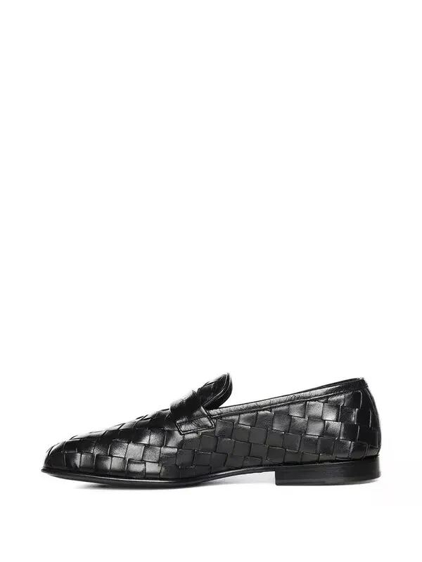 John Galliano Woven-leather Loafers - Black