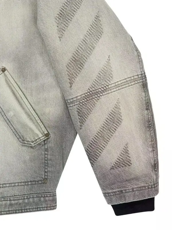 Off-White Hooded Denim Jacket - Grey