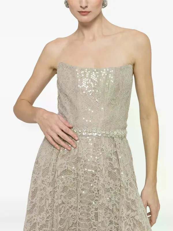 NISSA Sequin-embellished Lace Midi Dress