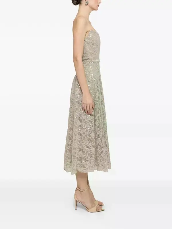 NISSA Sequin-embellished Lace Midi Dress
