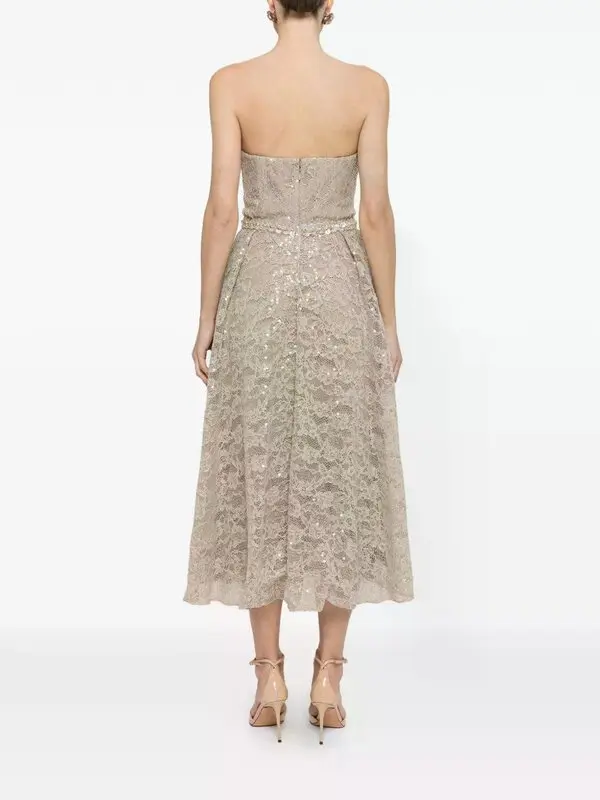 NISSA Sequin-embellished Lace Midi Dress