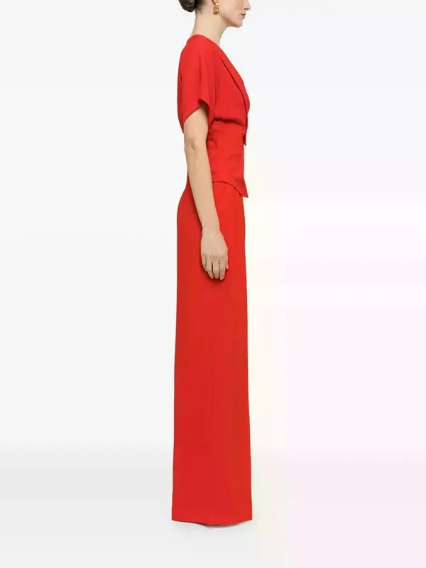 NISSA V-neck Buttoned Top - Red