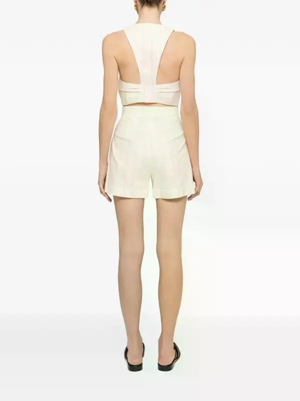 NISSA Striped High-waisted Shorts - Neutrals
