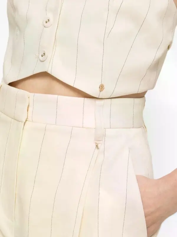 NISSA Striped High-waisted Shorts - Neutrals