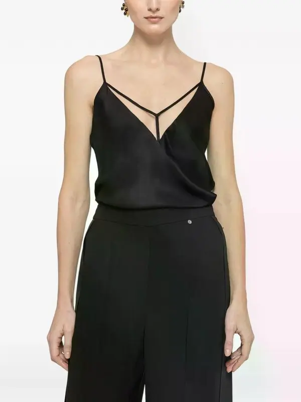 NISSA Tulle Insert Top - Black