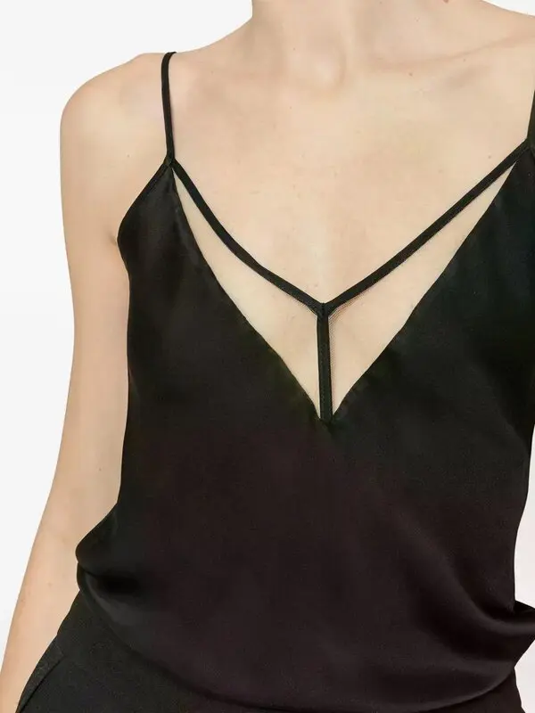 NISSA Tulle Insert Top - Black