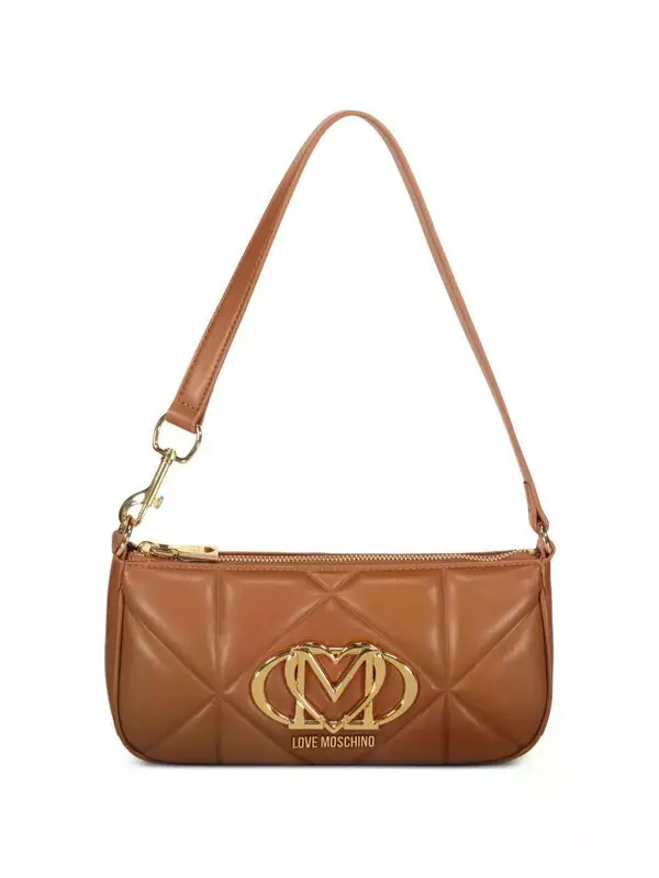 Moschino Metallic Logo Shoulder Bag - Neutrals