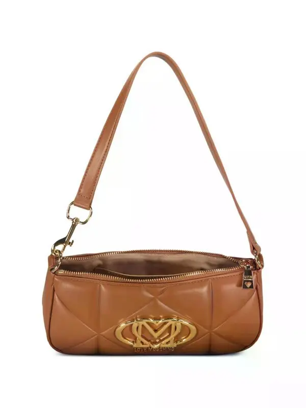 Moschino Metallic Logo Shoulder Bag - Neutrals